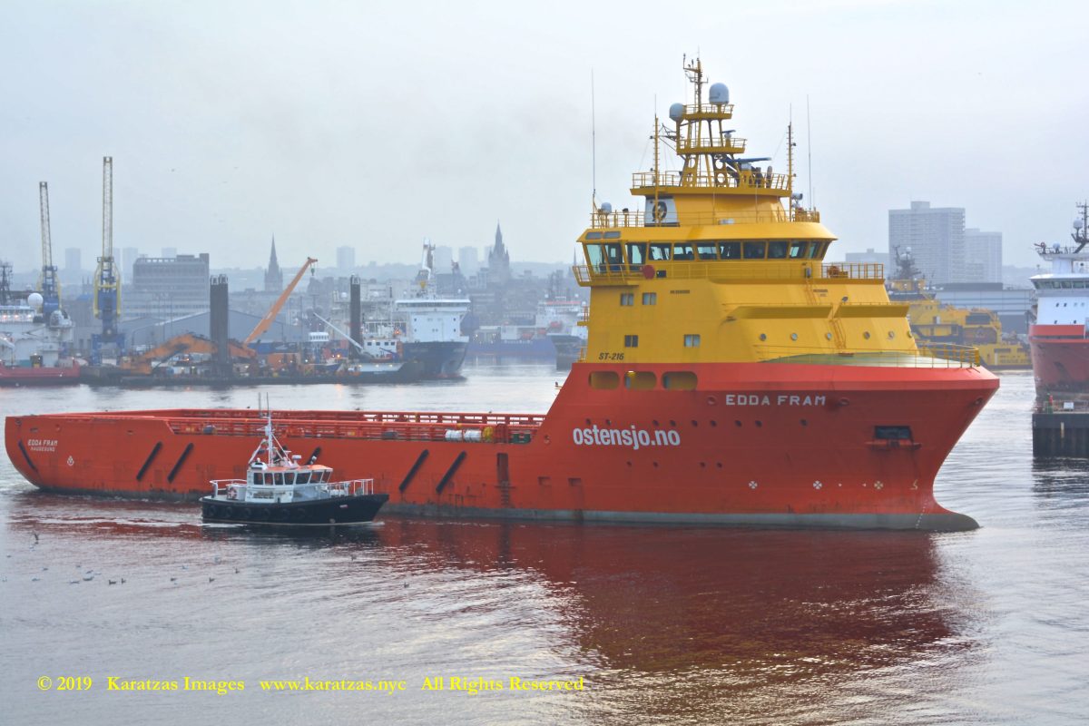 Images of PSV ‘Edda Fram’ Departing Aberdeen Harbour | Karatzas ...